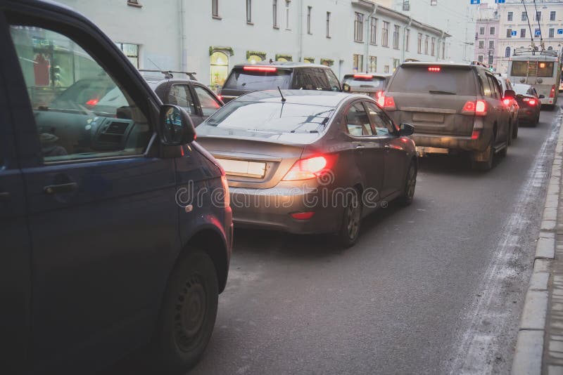 Big traffic jam. stock photo. Image of problem, pollution - 108445572