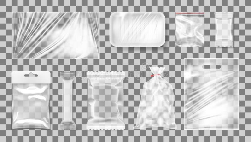 Big Transparent Empty White Plastic Pack Set Stock Illustration ...