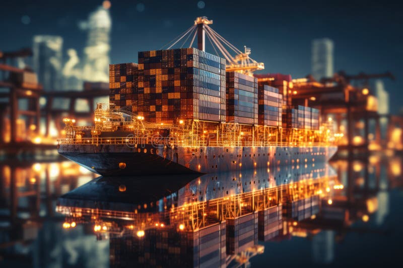 Big Transport Ship with Containers with Goods on the Open Sea ...