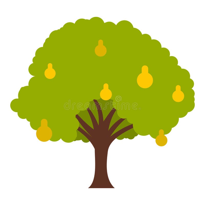 Big Tree with Fruit Icon, Flat Style Stock Vector - Illustration of ...
