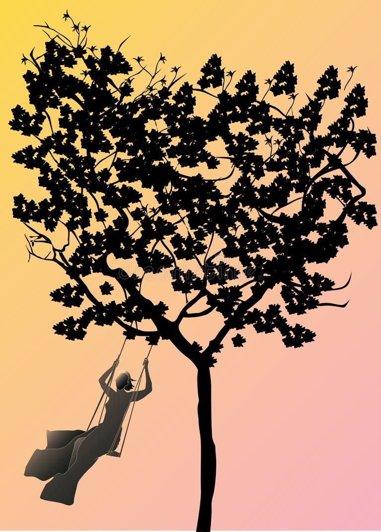 Tree Swing Girl Silhouette Stock Illustrations – 626 Tree Swing Girl ...