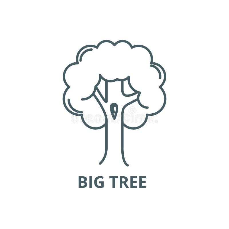 Big Tree Line Icon, Vector. Big Tree Outline Sign, Concept Symbol, Flat ...