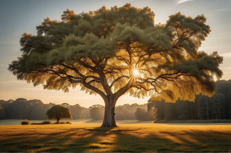 A Shady Tree in the Vast Savanna Stock Illustration - Illustration of ...
