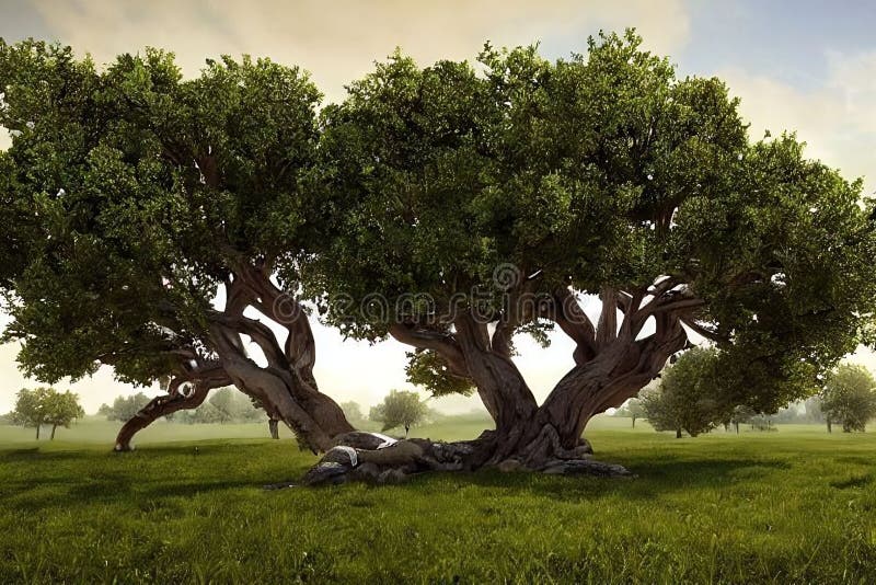 Big Green Oak Tree Old Park Stock Illustrations – 616 Big Green Oak ...