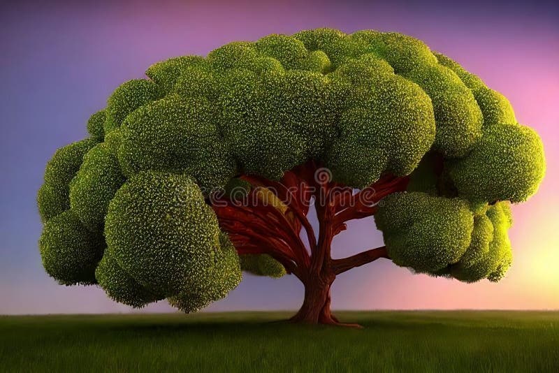 A Big Tree with Multiple Branches in a Park. a Sunny Morning, Sun Beam ...