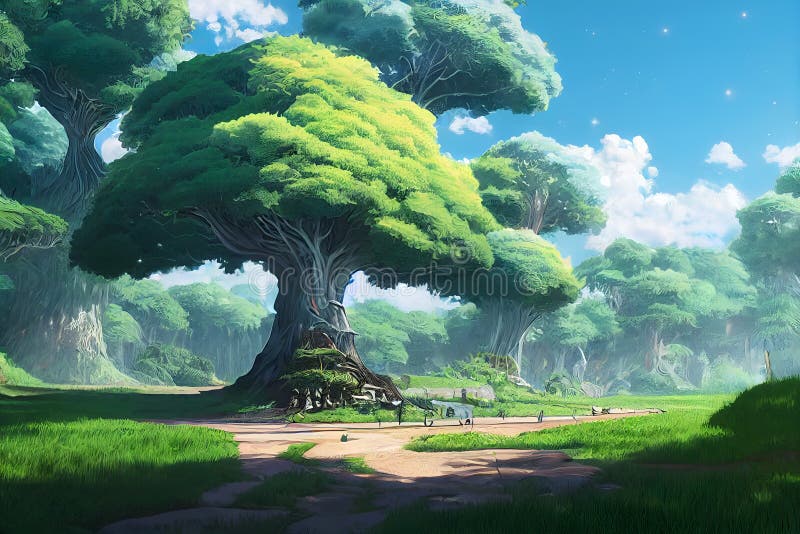 Big Tree and Big Root in Fantasy Forest. Ai Generated Stock Image ...