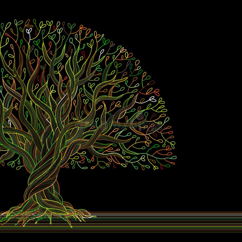 Big Tree with Roots for Your Design Stock Vector - Illustration of ...