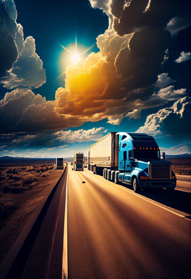 Big Truck Driving on the Highway. AI Generated Stock Illustration ...