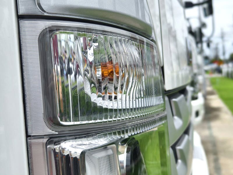 Big Truck Headlight with Grille and Hood Stock Image - Image of ...