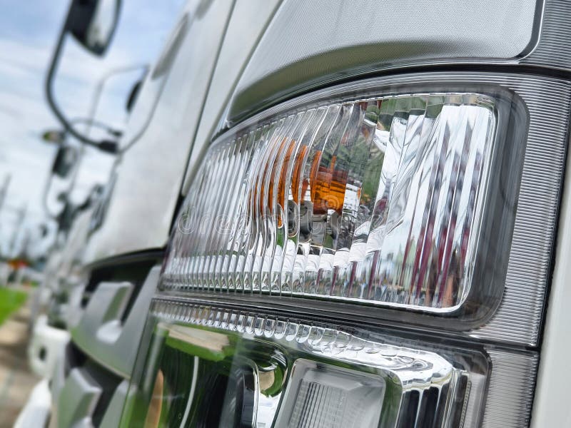 Big Truck Headlight with Grille and Hood Stock Image - Image of drive ...