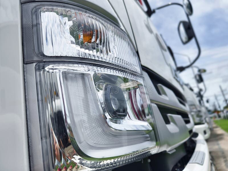 Big Truck Headlight with Grille and Hood Stock Image - Image of alloy ...
