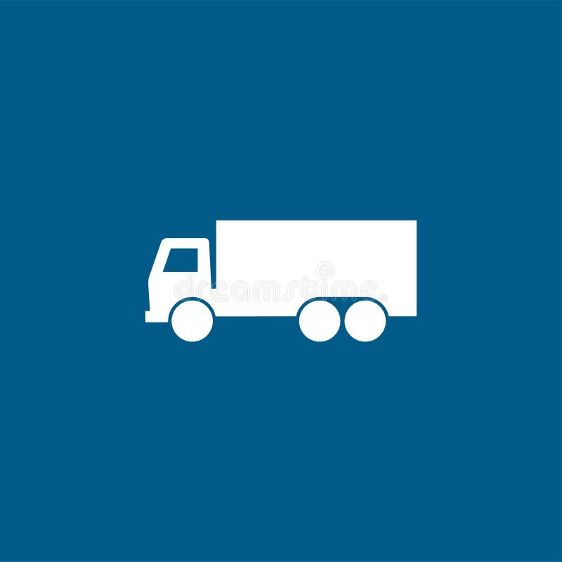 Big Truck Icon on Blue Background. Blue Flat Style Vector Illustration ...