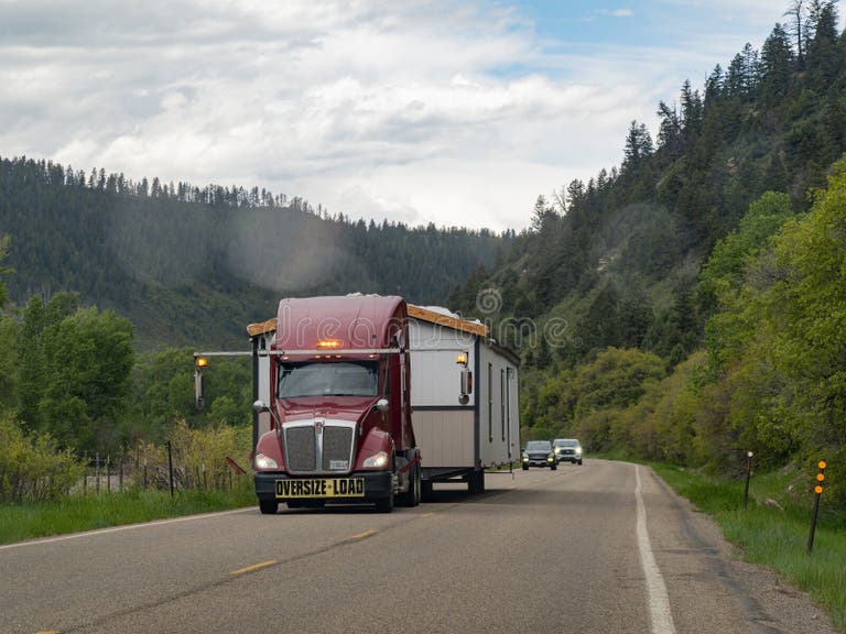 Big Truck is Loading with a Tiny Home on the Road Editorial Photo ...