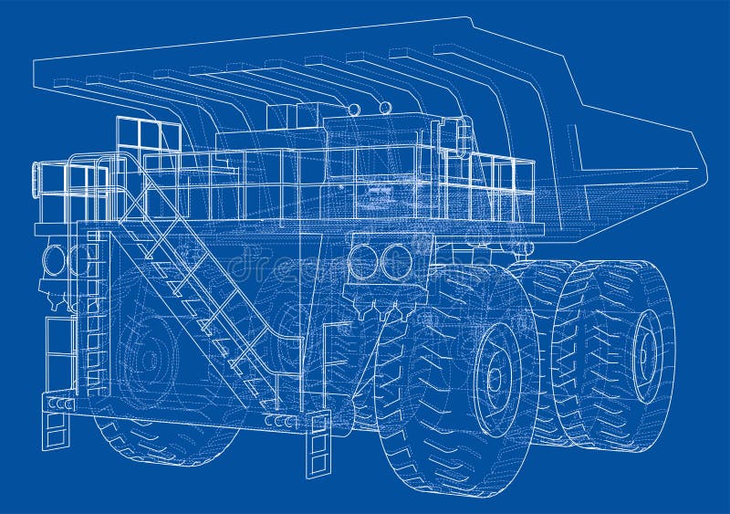 Big Truck Outlined Vector Rendering of 3d Stock Vector - Illustration ...