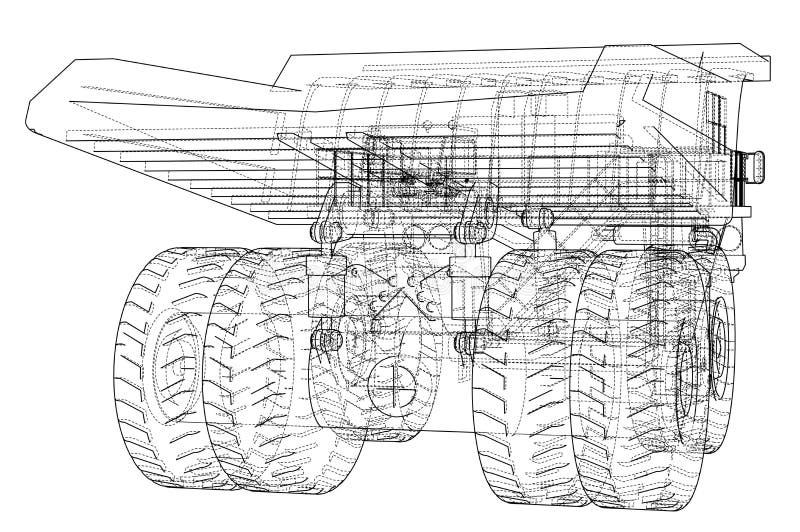 Big Truck Outlined Vector Rendering of 3d Stock Vector - Illustration ...