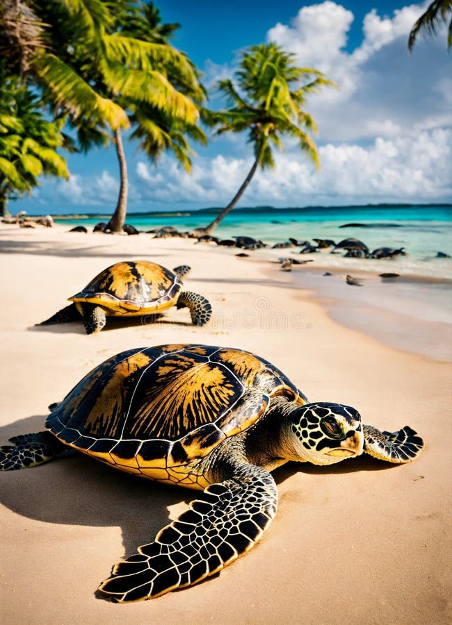 Big Turtle on the Seashore. Selective Focus Stock Image - Image of ...