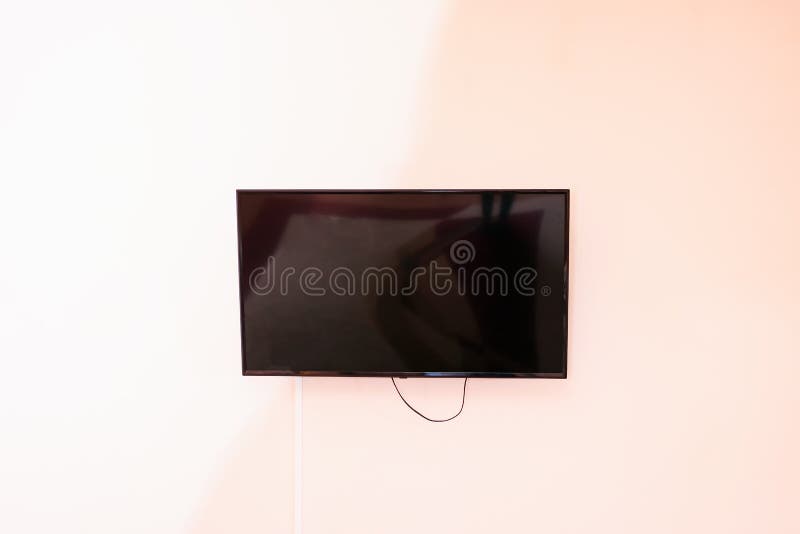 Big TV on the Wall Close Up Stock Photo - Image of modern, bedroom ...