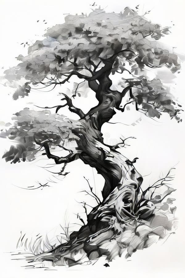 Big Twisted Tree Theme Design Generative AI Stock Illustration ...