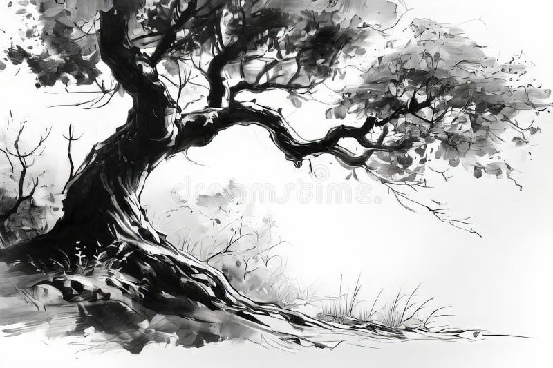 Big Twisted Tree Theme Design Generative AI Stock Illustration ...