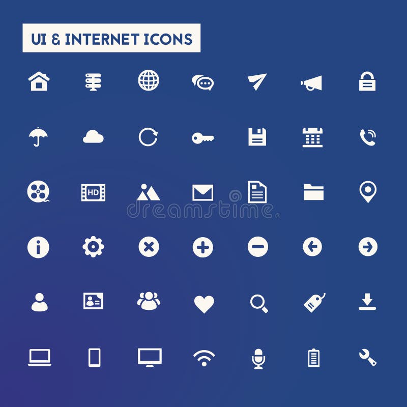 Big UI and Internet Icon Set Stock Vector - Illustration of outline ...