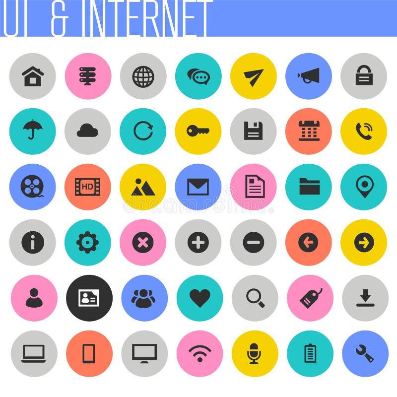 Big UI and Internet Icon Set, Trendy Flat Icons Stock Vector ...