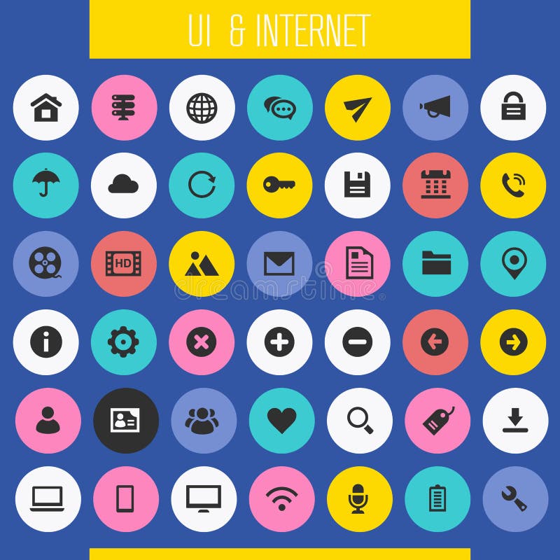 Big UI and Internet Icon Set, Trendy Flat Icons Collection Stock Vector ...