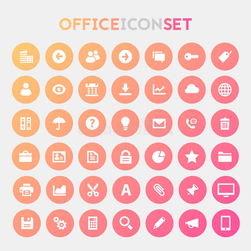 Big UI, UX and Office Icon Set Stock Vector - Illustration of ...