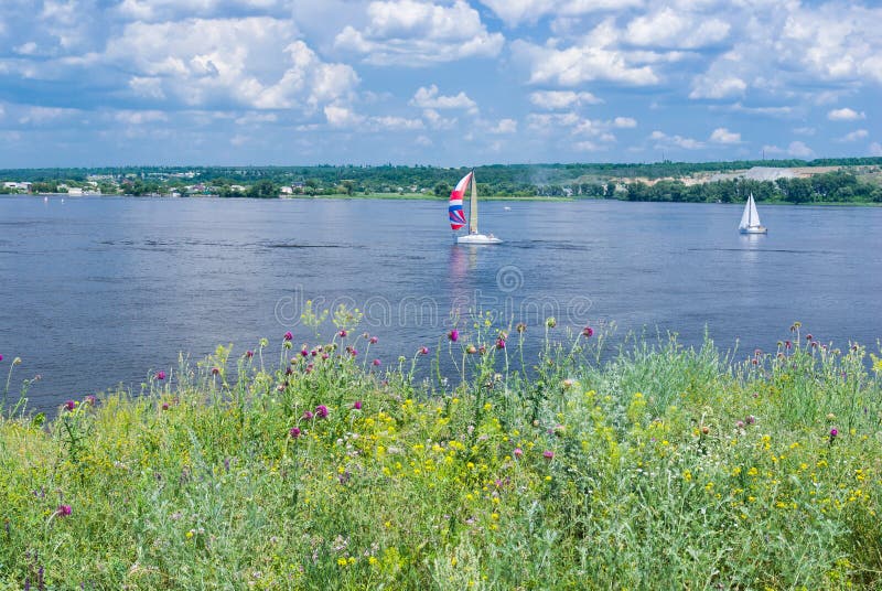 Big Ukrainian river Dnepr stock image. Image of cruising - 31811311