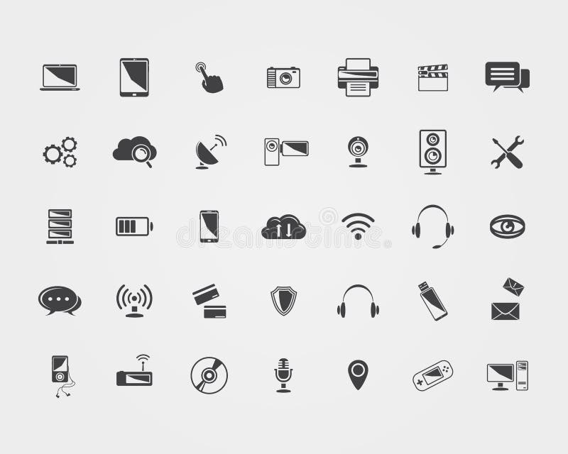 Big Vector Black Technology Icons Stock Vector - Illustration of ...