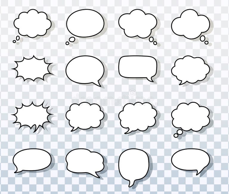 Big Vector Pack of Outlined Speech and Thought Comic Bubbles Set, Stock Illustration ...