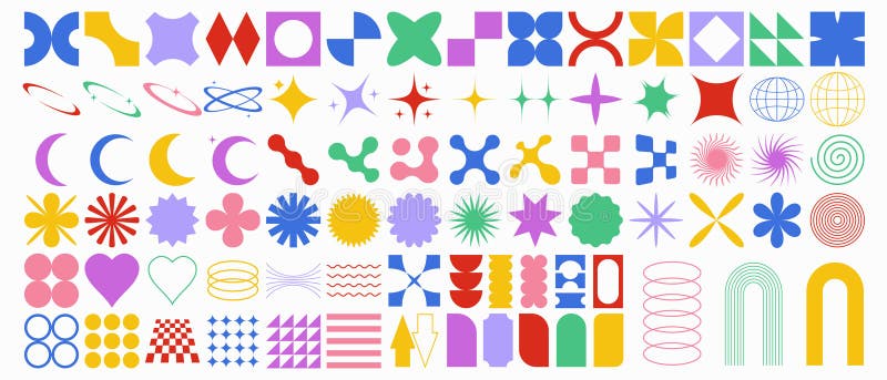Big Vector Set of Brutalist Geometric Shapes. Modern Abstract Graphic ...