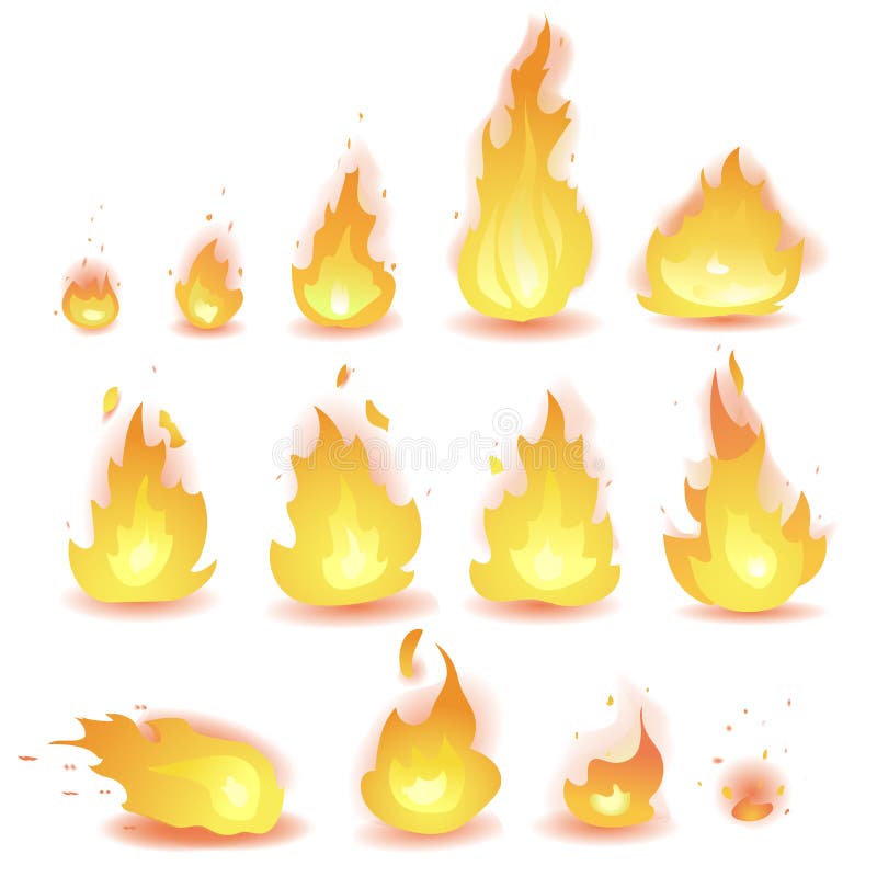 Big Vector Set of Different Stages of Fire - a Small Fire with Sparks ...