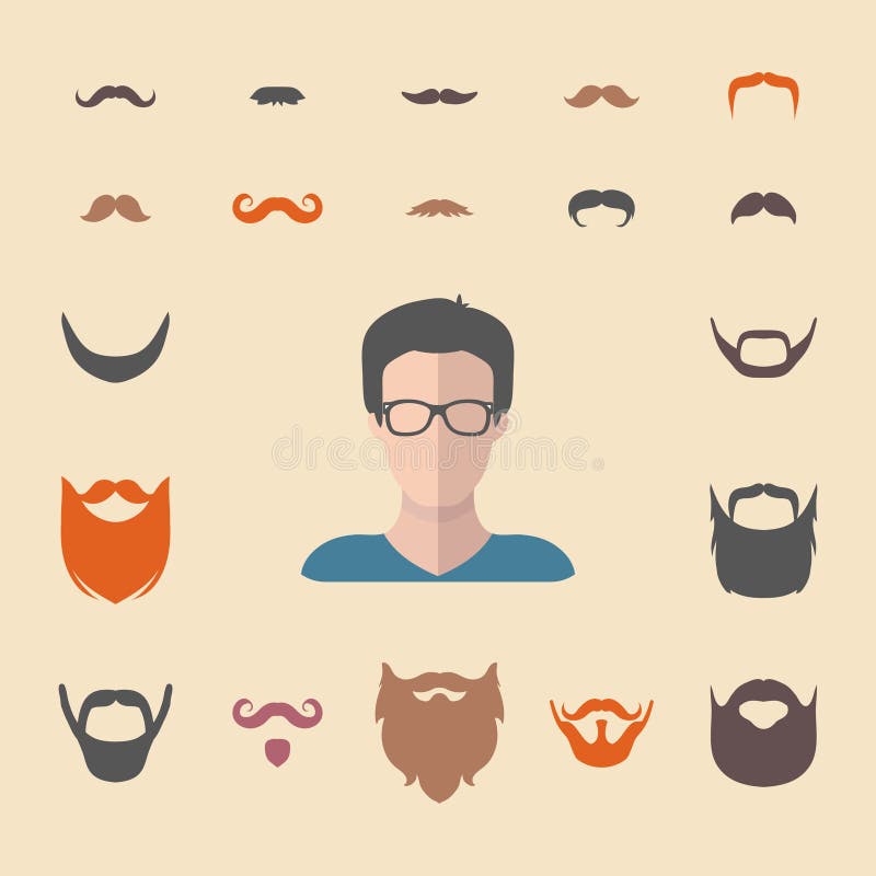 Contour Faceless Front View Bald Man With Beard Stock Vector