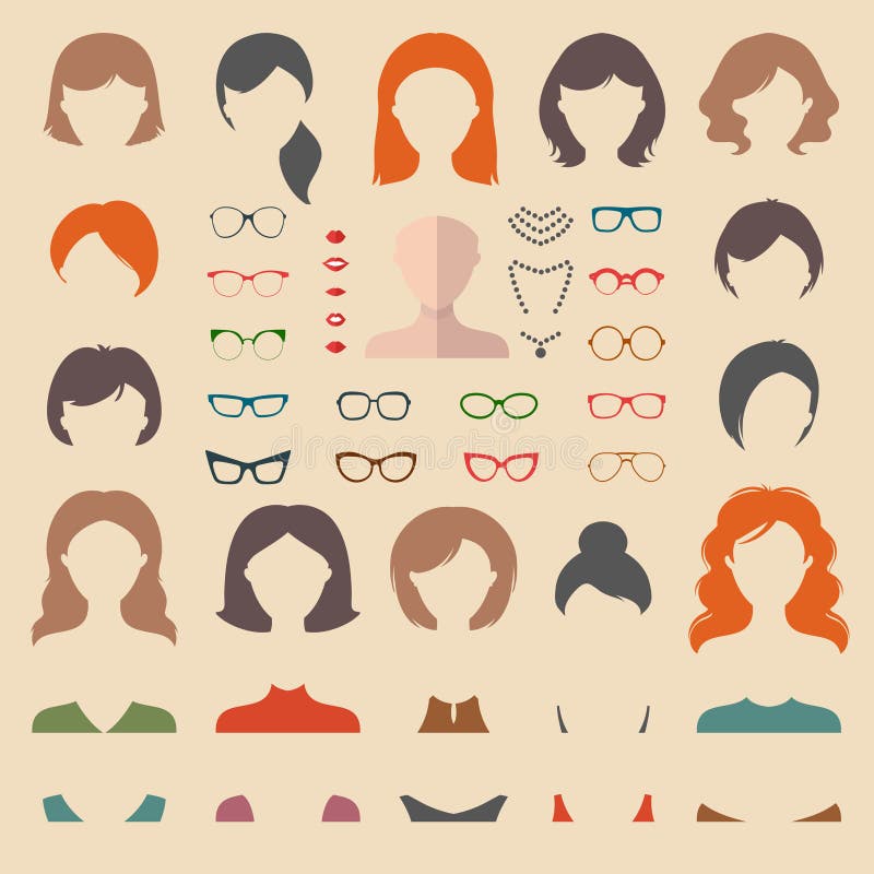 Set Of Different Woman S Face Types Shapes Female Head Vector Character