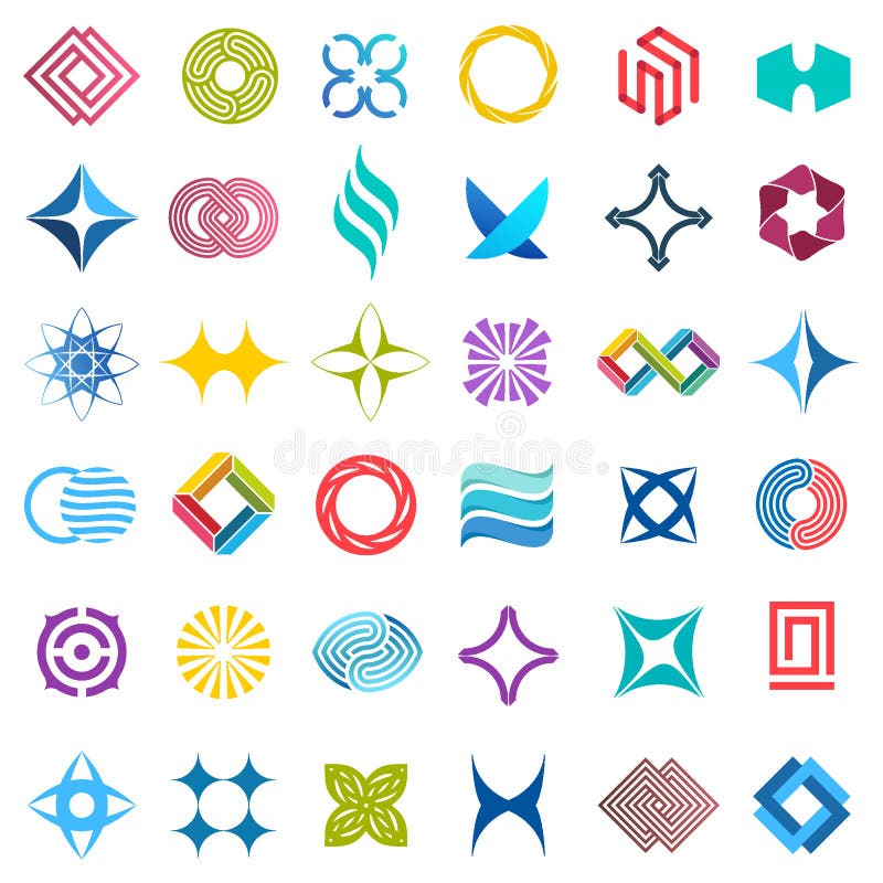 Big Vector Set of Logo Design. Unusual Icons Stock Vector ...