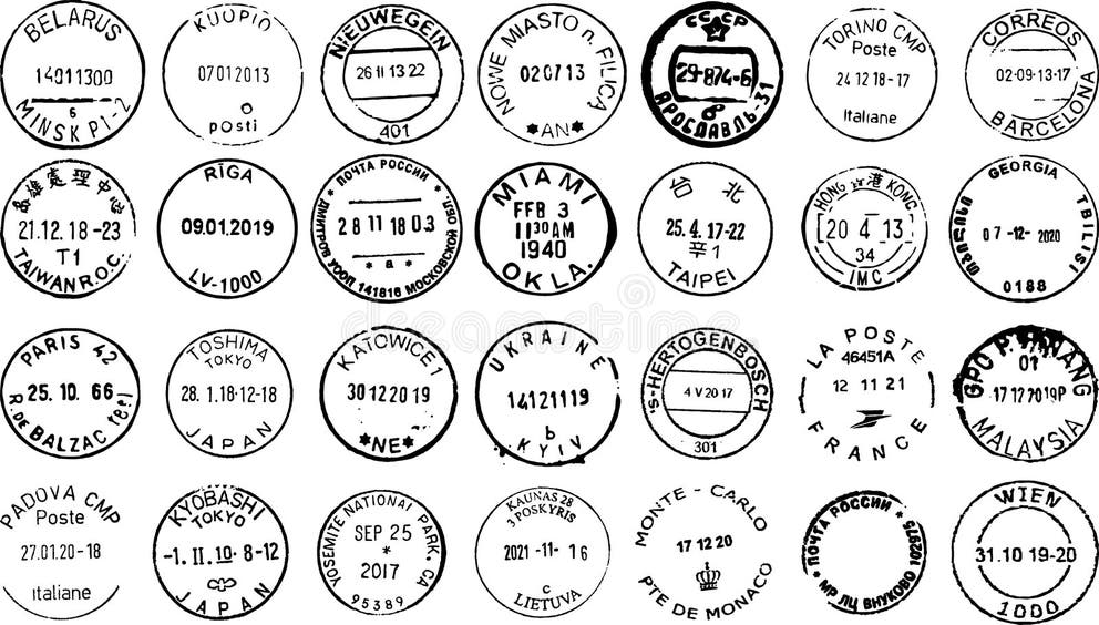 Big Vector Set Post Data Stamps Stock Vector - Illustration of post ...