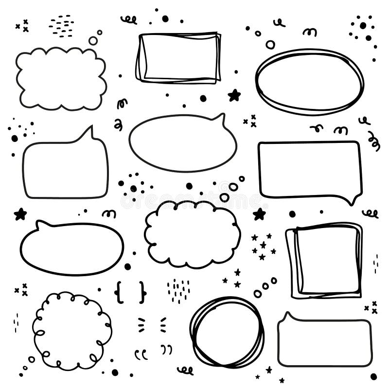 Big Vector Set of Speech Bubbles, Hand Drawn Sticker for Chat Symbol ...