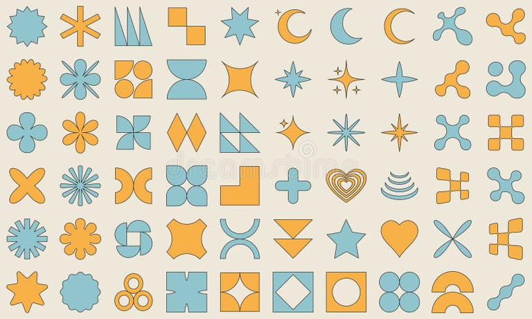 Big Vector Set of Y2K Design Elements. Trendy Abstract Figures. Vector ...
