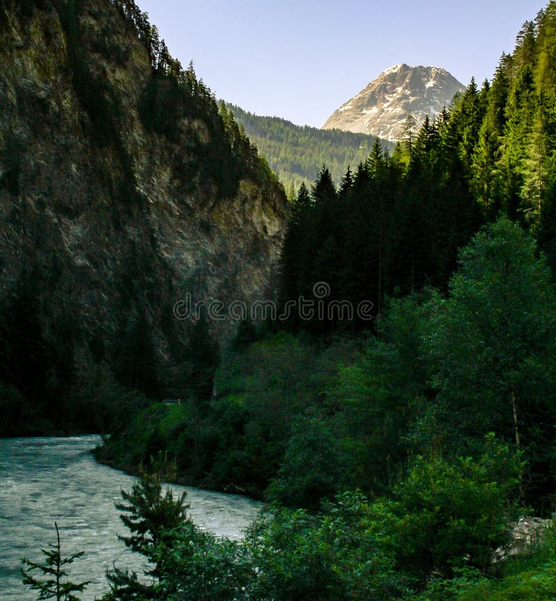 Big View on the Mountain and River Stock Image - Image of beauty, rocky ...