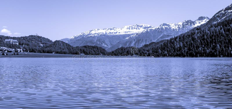 Big View on the Mountain with the Sea Stock Photo - Image of monochrome ...