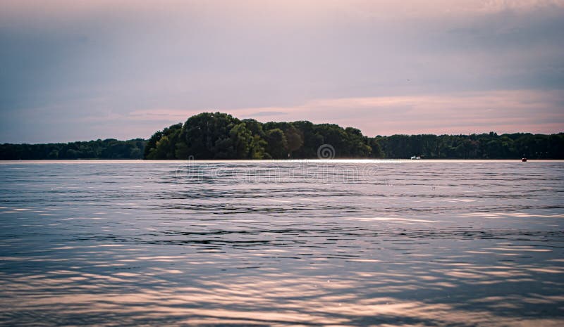 Big View Over a Calm Lake To the Island Stock Photo - Image of ...