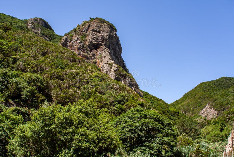 Big View Over Forest Valley To a Big Rock Stock Photo - Image of ...
