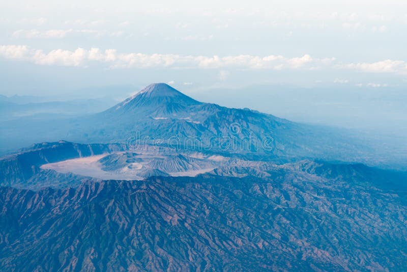Volcano Top Under Sky, Bird S Eye View. Stock Image - Image of sleep ...