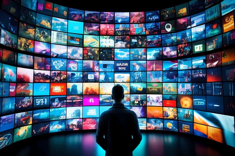 Big Wall with Multimedia Streams. Generative Ai Design Stock ...