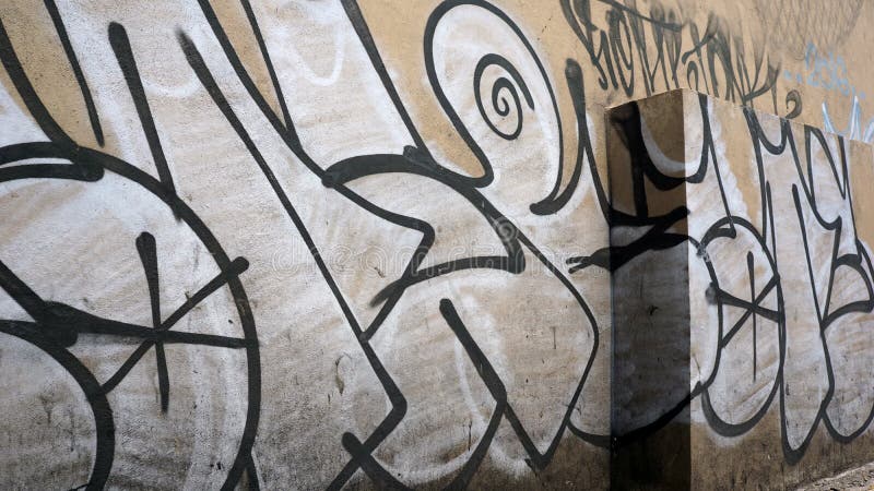 Brown Graffiti Wall Two Blocks Editorial Photography - Image of ...