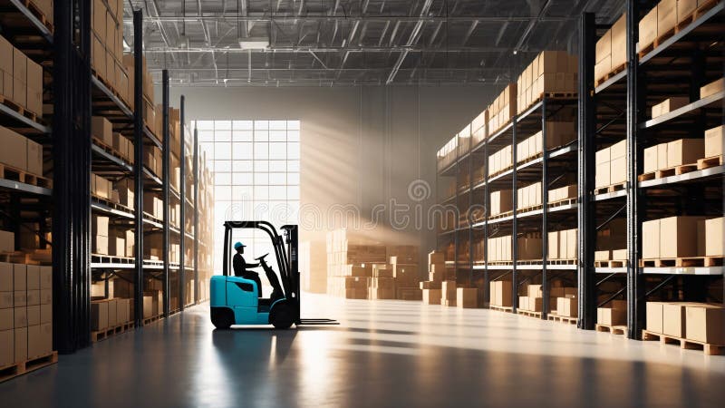Big Warehouse with Forklift. Extremely Detailed and Realistic High ...