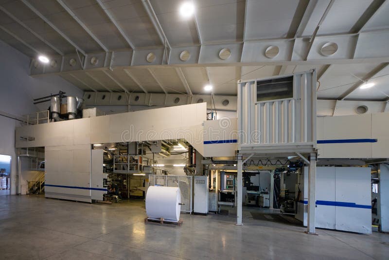 Big Warehouse with Paper Rolls and Printing Material Stock Image ...