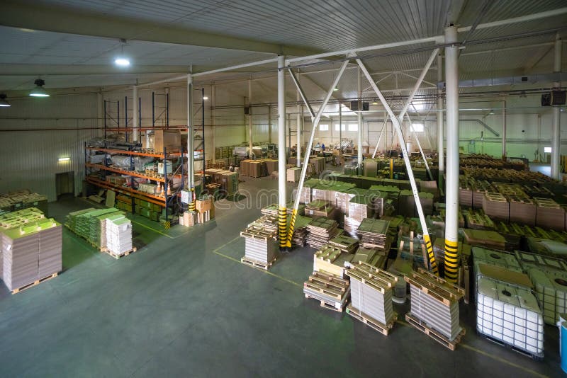 Big Warehouse with Paper Rolls and Printing Material Stock Image ...