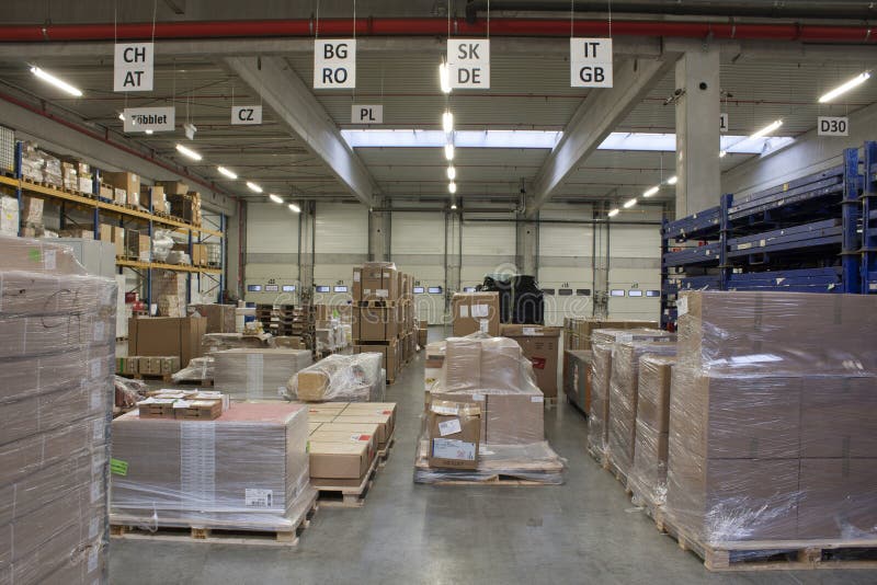 In the big warehouse stock image. Image of fork, business - 37105353