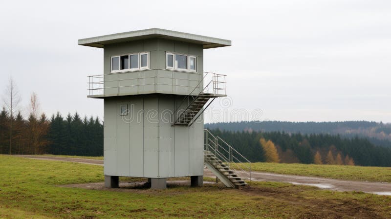 Big Watchtower on Border. Security of Prison, Military Base Stock Photo ...